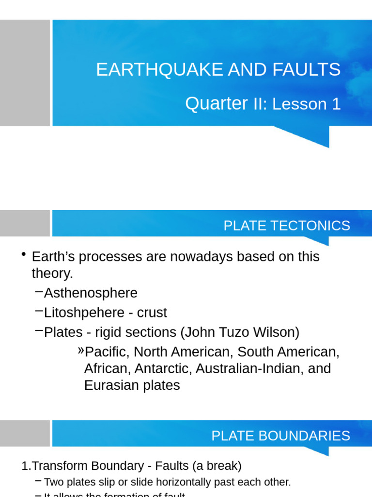 Lesson 1 - Earthquake and Faults | PDF