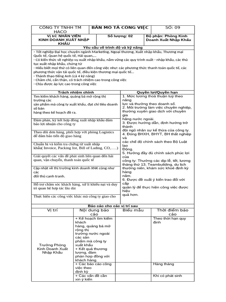 Ban Mo Ta Cong Viec | PDF