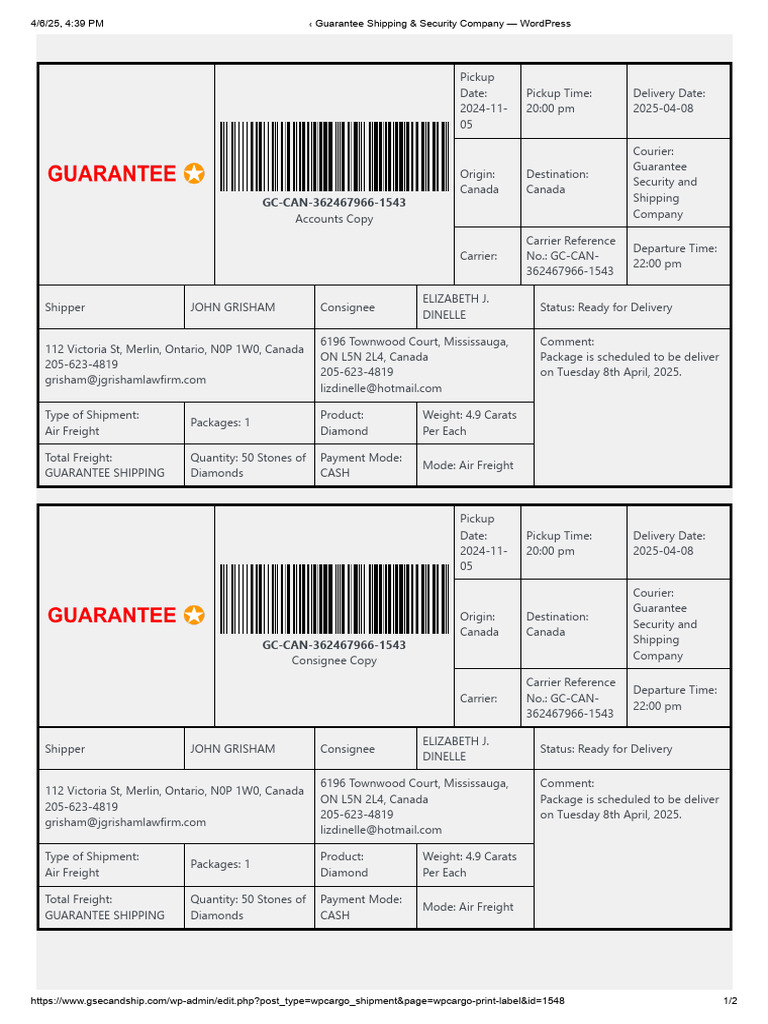 Diamond Shipment Tracking Details | PDF | Cargo | Freight Transport