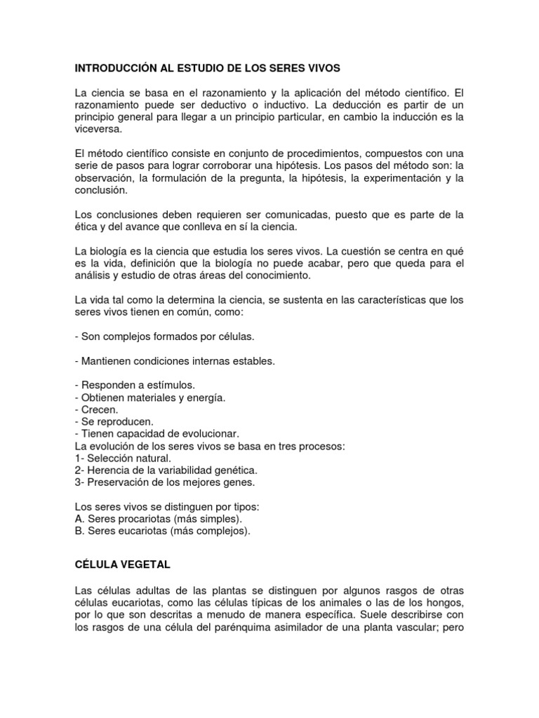 Introducción Al Estudio de Los Seres Vivos | PDF | Botánica | Reproducción