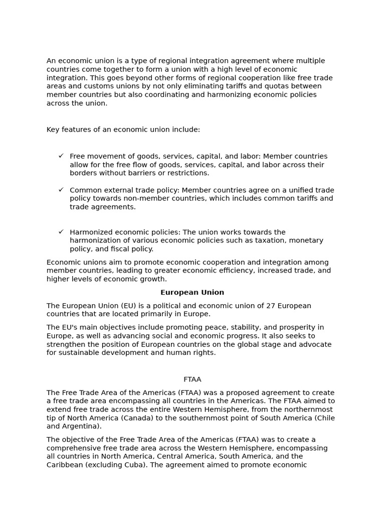 Economic Integration | PDF | International Monetary Fund | Free Trade