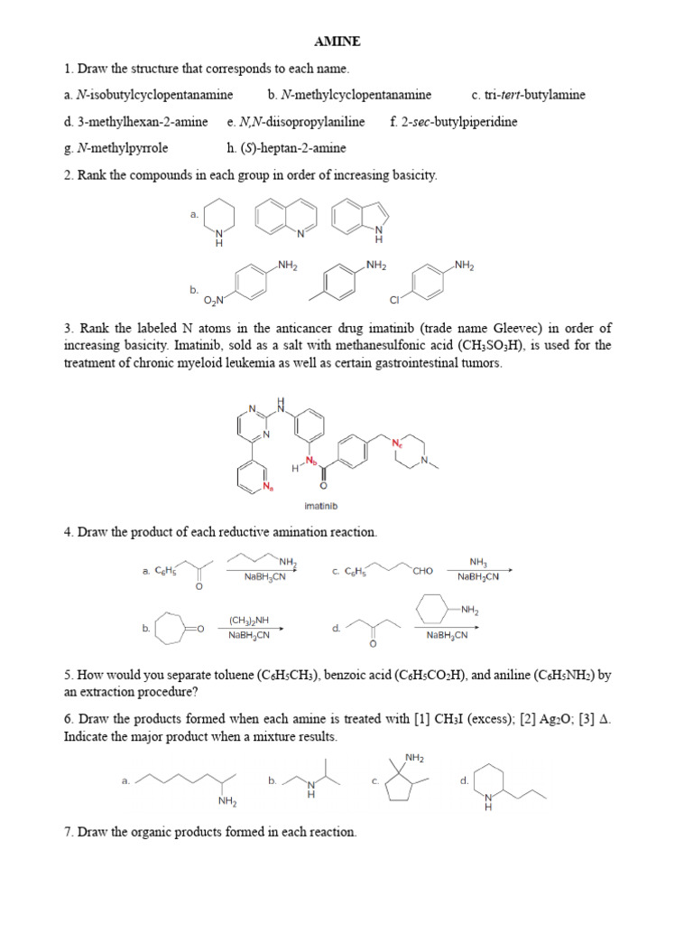 BAI TAP AMINE 2024 | PDF