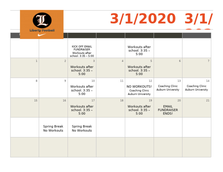 March 2020 Calendar | PDF