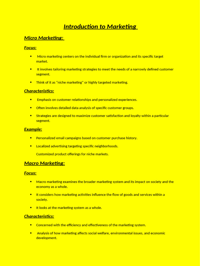 Micro vs. Macro Marketing Explained | PDF