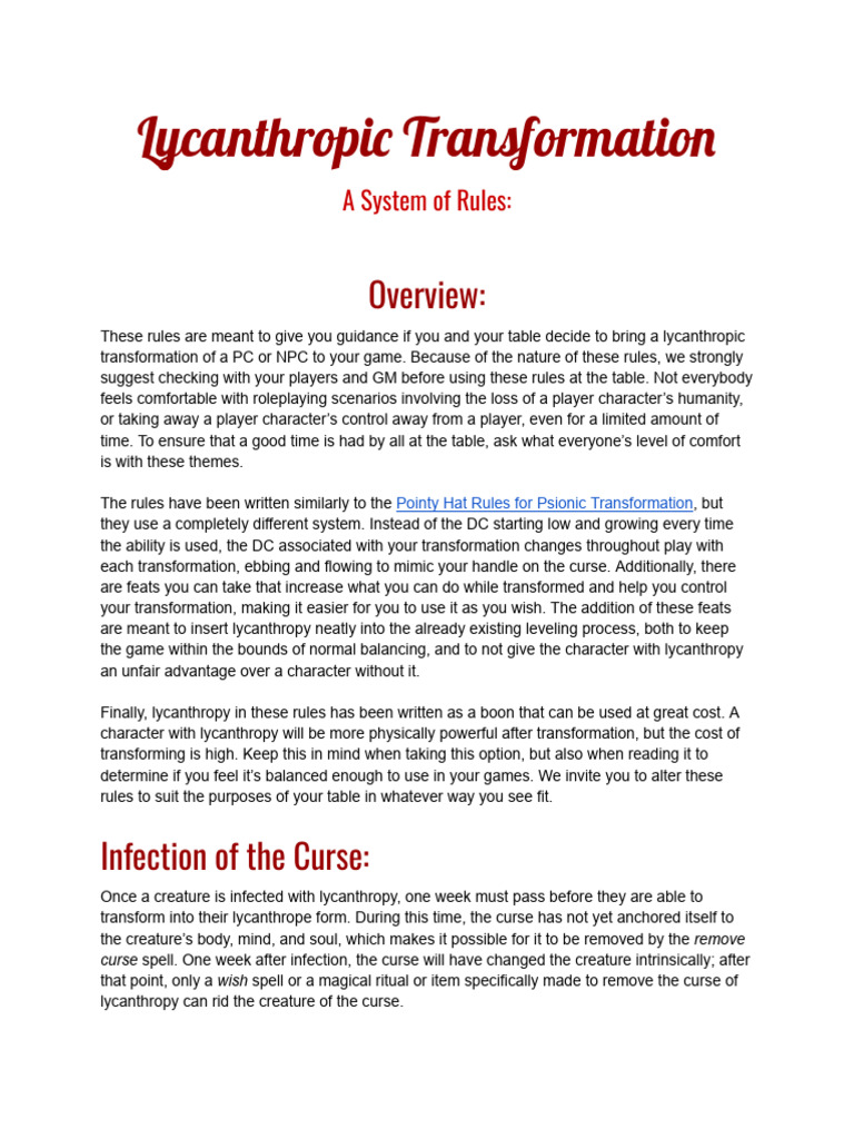 Pointy Hat - Rules For Lycanthropy | PDF | Werewolves