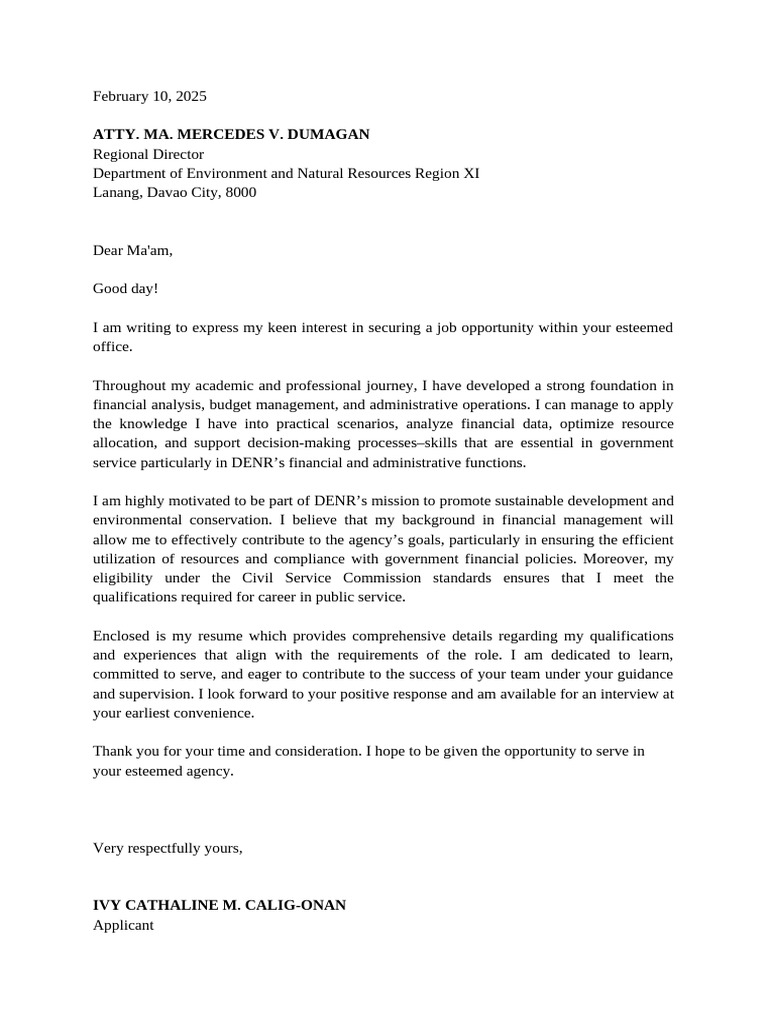 DENR Application Letter | PDF