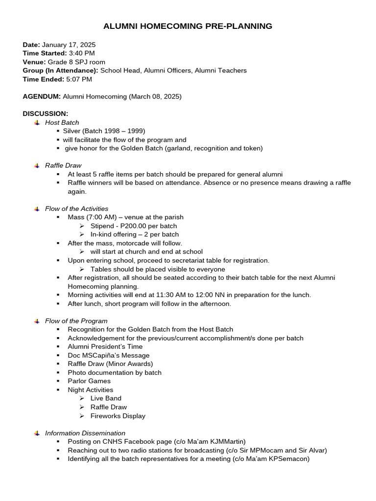 Minutes for Alumni | PDF