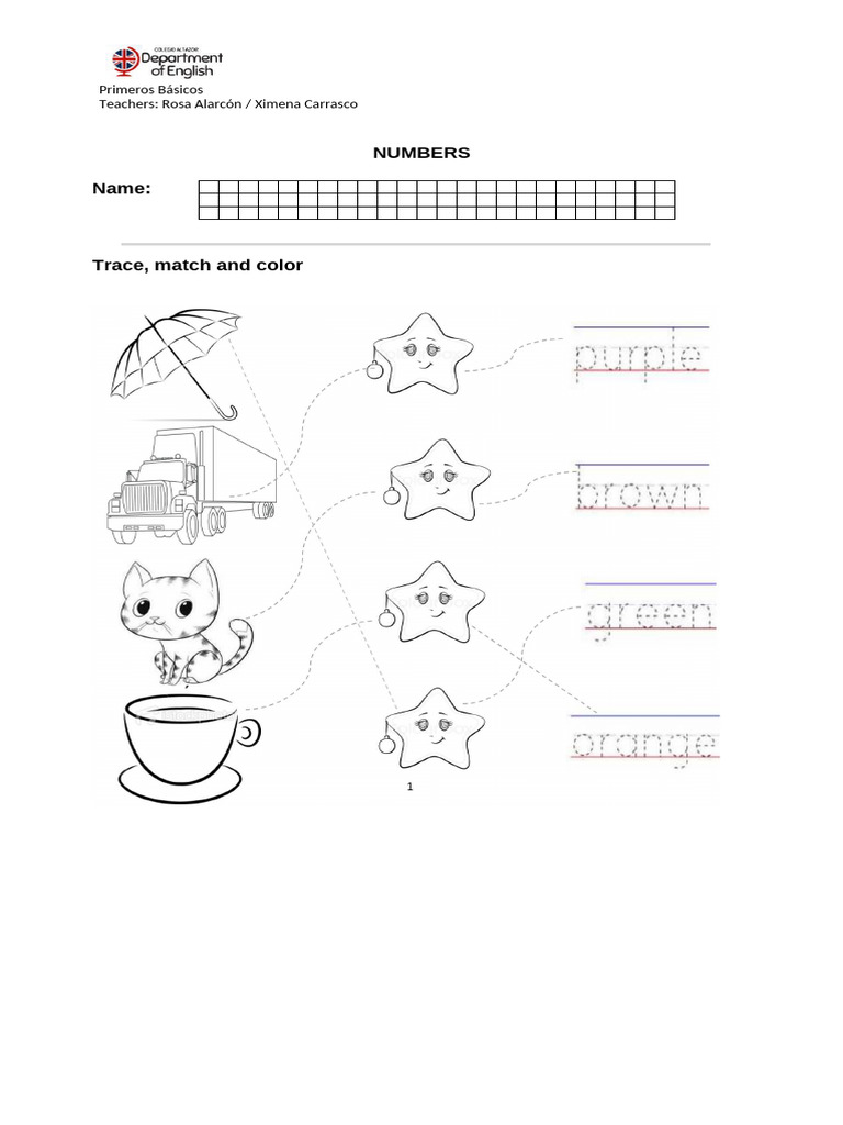 Color and Trace Worksheet 1° Básicos | PDF