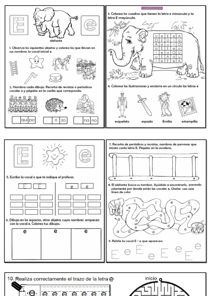 Instrucciones para la letra Ee - 1er Grado | PDF