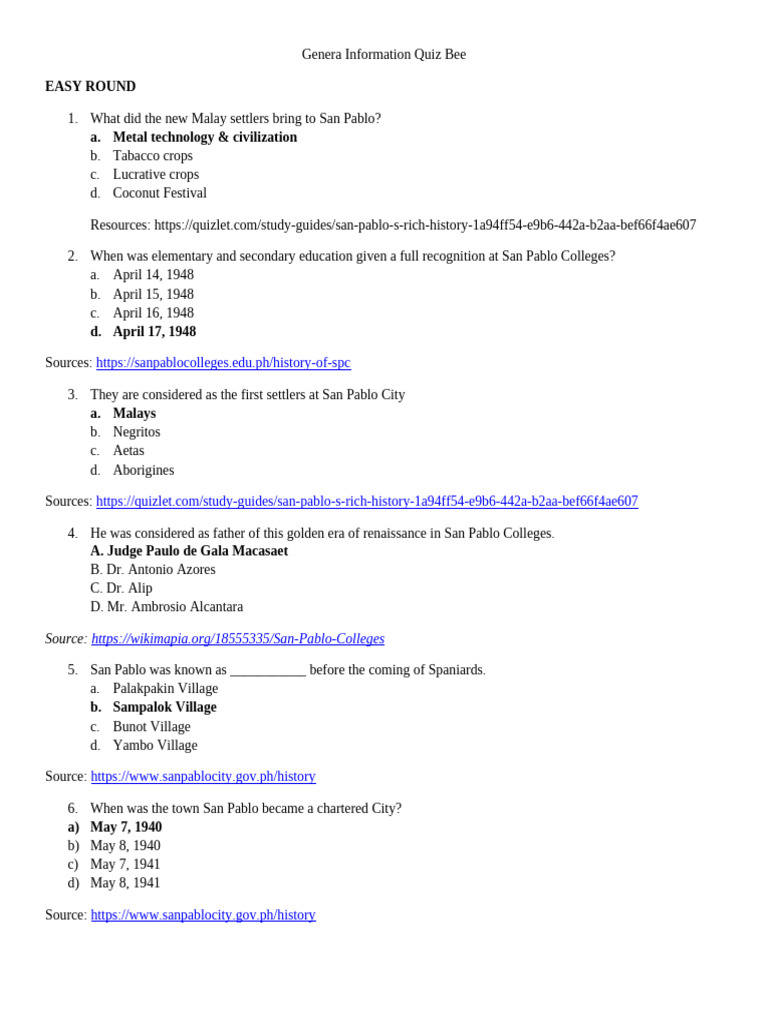 PGM SHS General Information Quiz Bee | PDF | Economies | Philippines