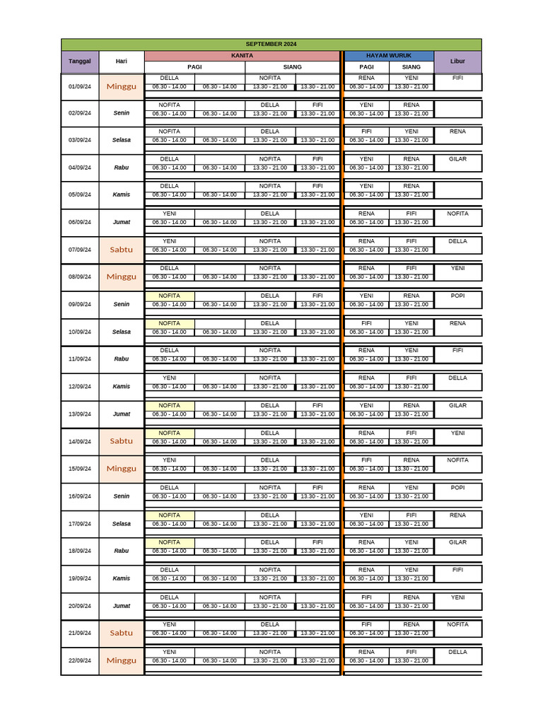 Jadwal Oktober 2024 | PDF