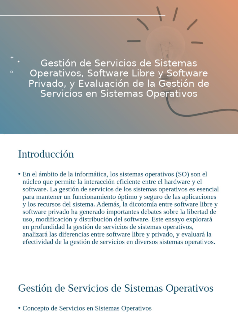 Gestión de Servicios de Los Sistemas Operativos | PDF | Sistema operativo | Software libre