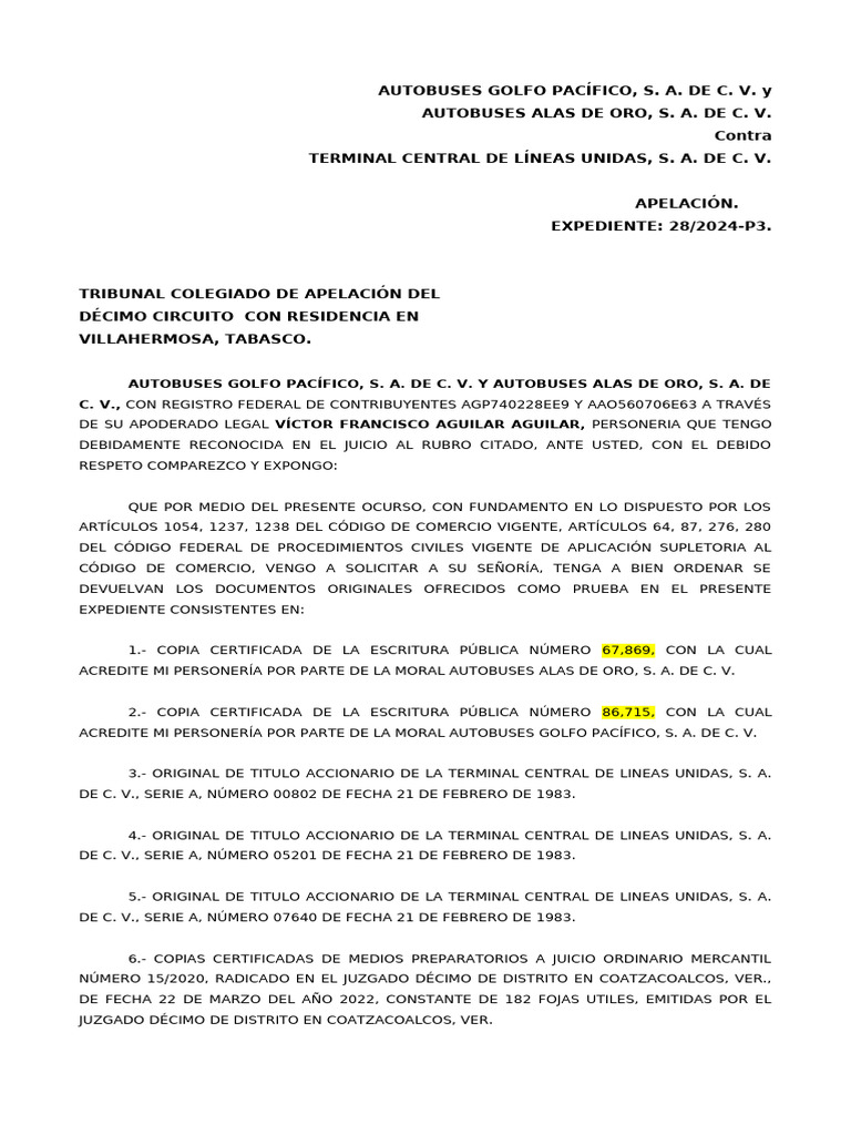 Sol. Dev. Doctos TC Apelacion 28-2024-P3 | PDF | Apelación | Justicia