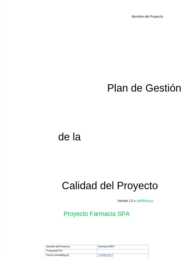 Plantilla Gesti N de Calidad | PDF