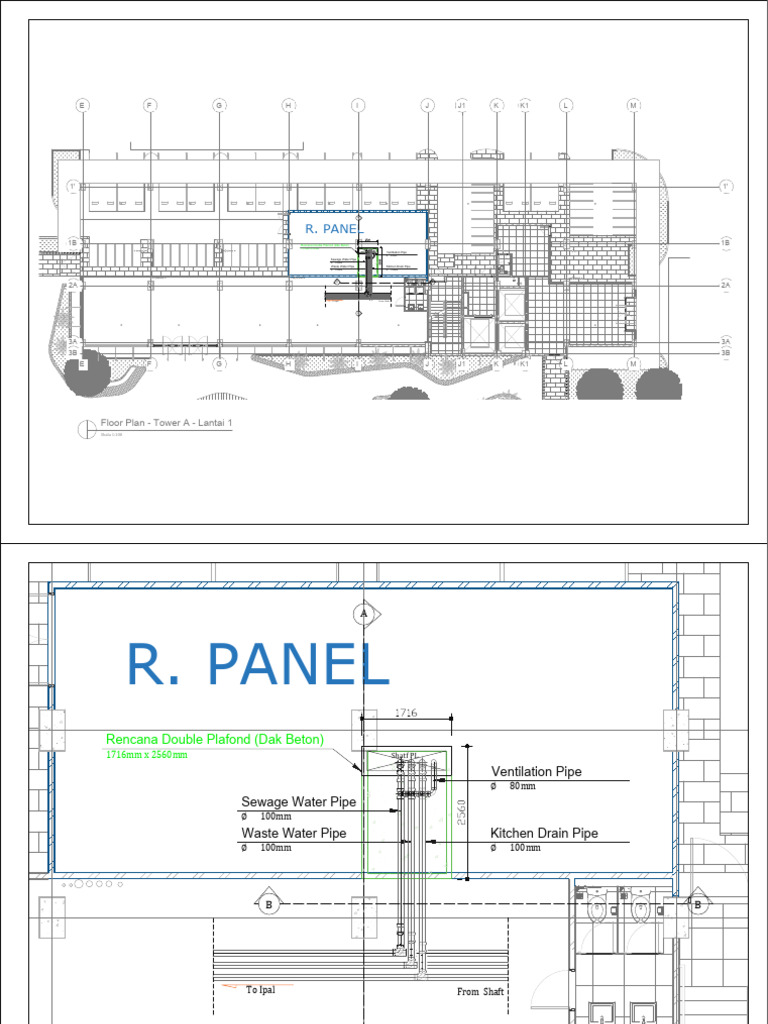 POTONGAN PRINSIP - Lantai 1 - TOWER A | PDF | Hydraulic Engineering | Sanitation