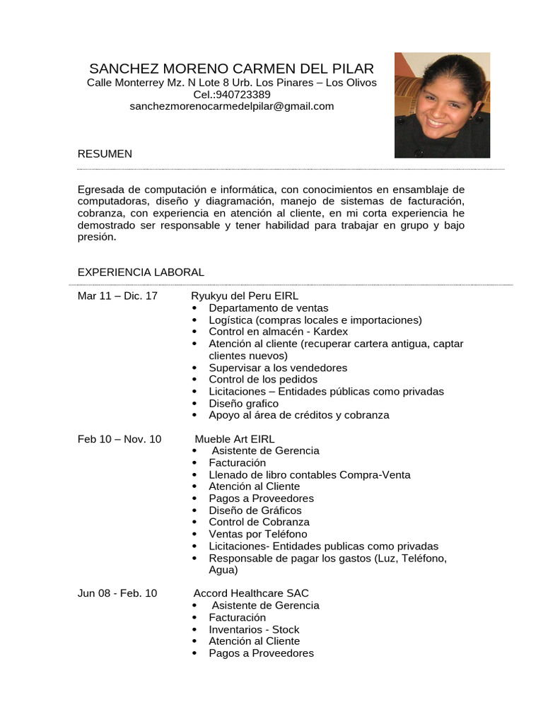 CV Carmen Sánchez Moreno | PDF | Informática
