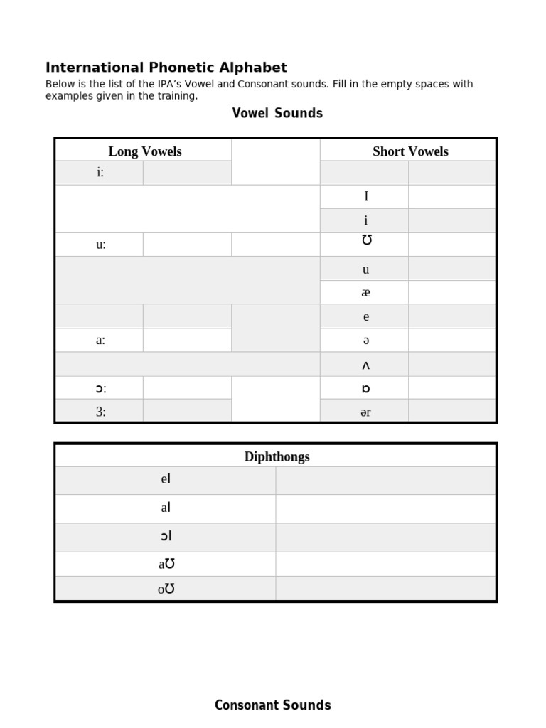 Long Vowels Short Vowels: I: I I U: U Æ e A: Ǝ | PDF