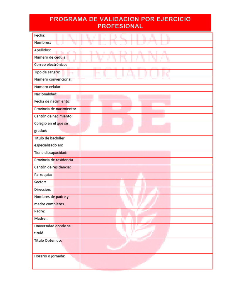 Formulario de Validación Profesional | PDF