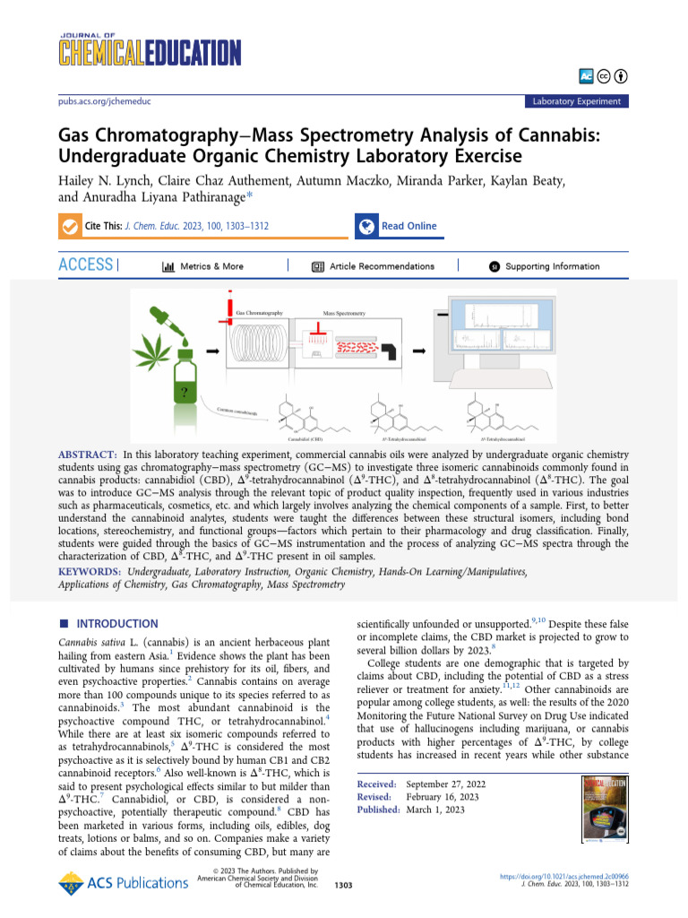Gas Chromatography Mass Spectrometry Analysis of Cannabis | PDF ...