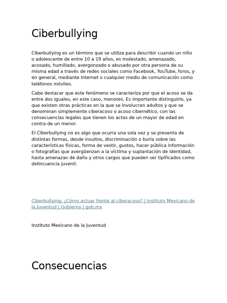 Ciberbullying | PDF | Acoso cibernético | Psicología Social