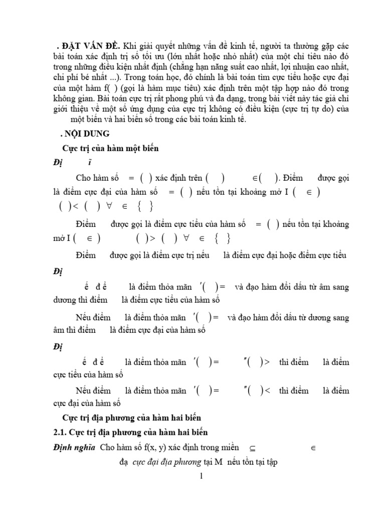 Bai Toan Ung Dung Cuc Tri Trong Kinh Te | PDF