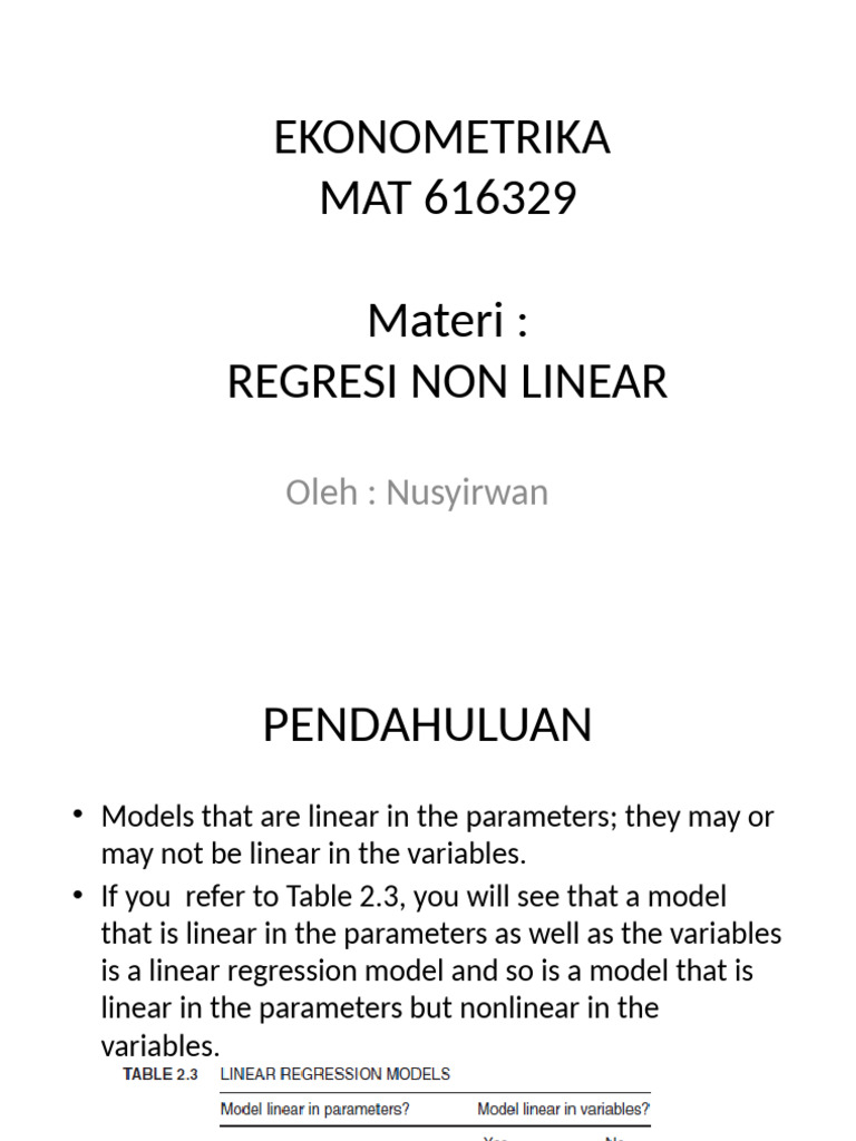 Materi Regresi Non Linear | PDF