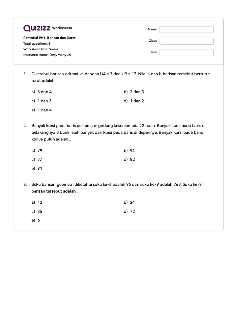 Remedial PH1. Barisan Dan Deret | PDF