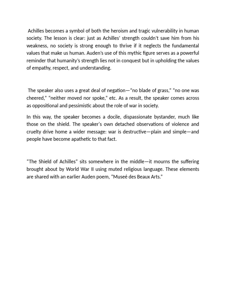 Achilles: Heroism and Humanity's Values | PDF