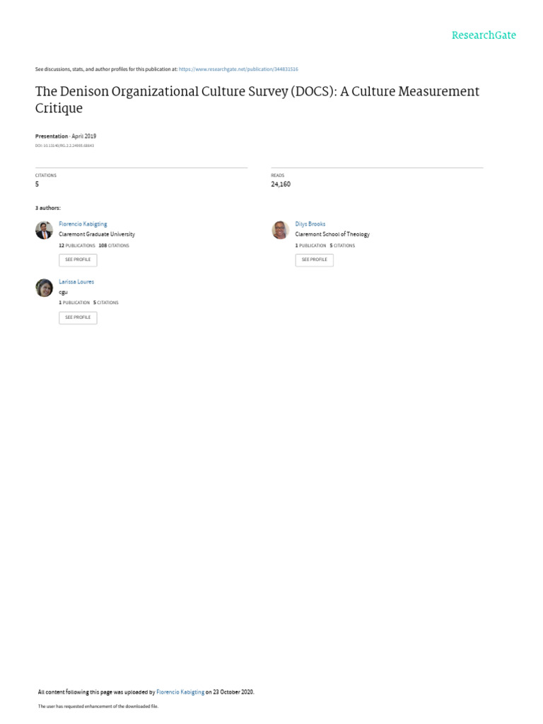 Denison Organizational Culture Survey Review | PDF | Validity ...