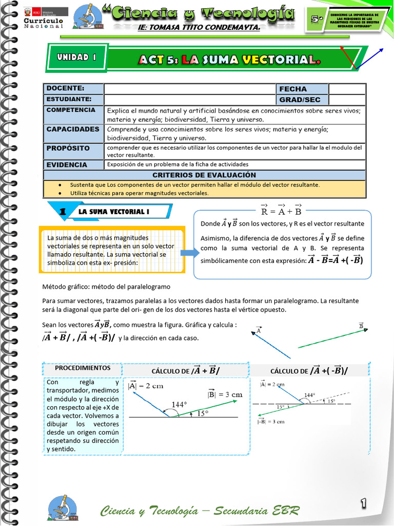 D5º Act 5-Cyt-U1 | PDF | Vector Euclidiano | Geometría