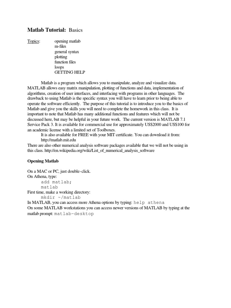 Matlab Tut Basic | PDF | Matlab | Control Flow