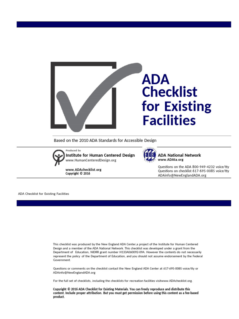 ada-checklist | PDF | Americans With Disabilities Act Of 1990 ...