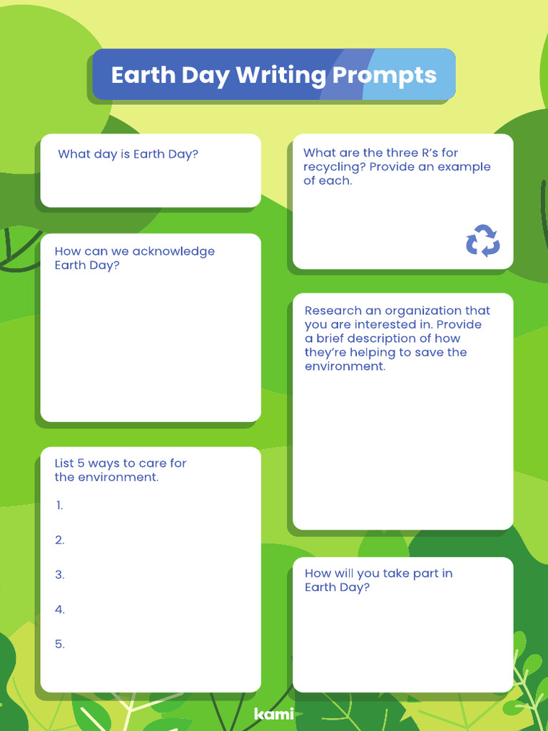Earth Day Writing Prompts - Green | PDF