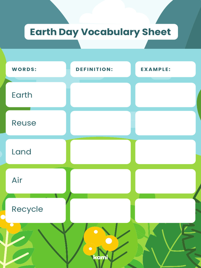 Earth Day Vocabulary Sheet | PDF