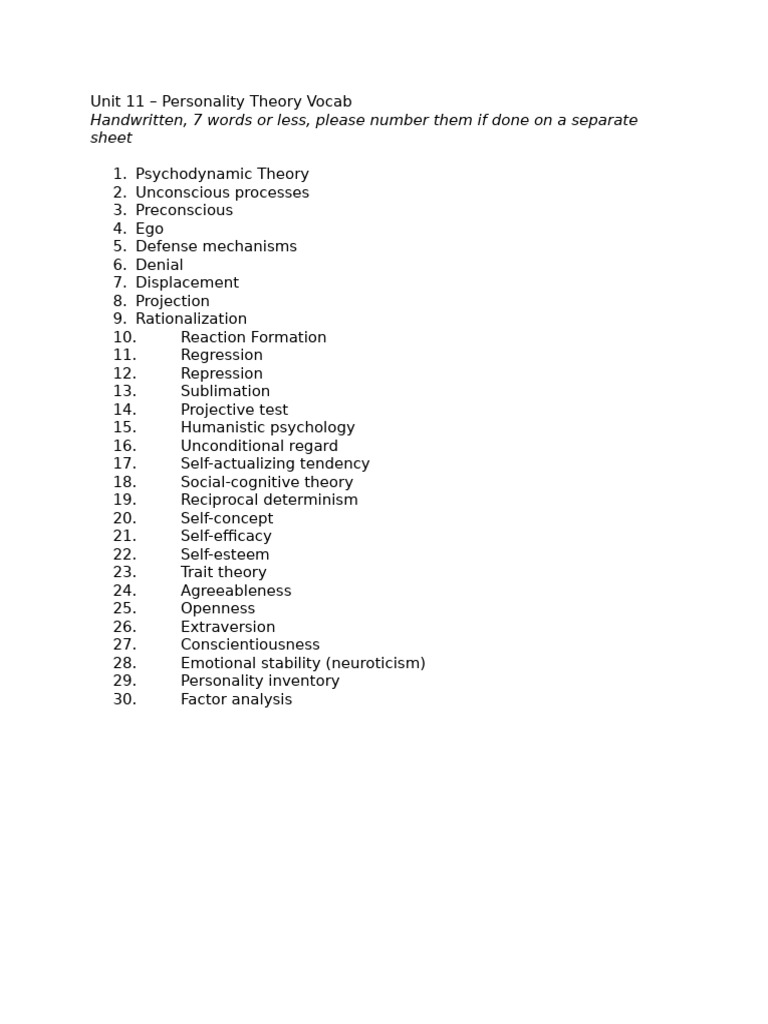Unit 4b Personality Vocab | PDF