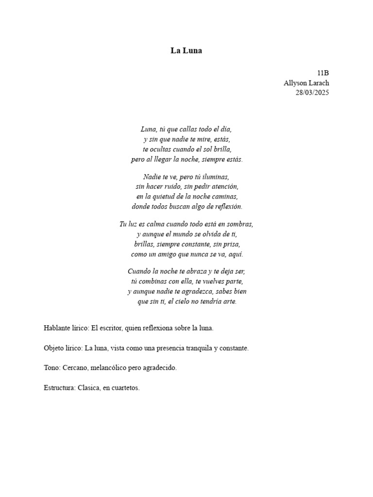 Reflexiones sobre la Luna en Poesía | PDF