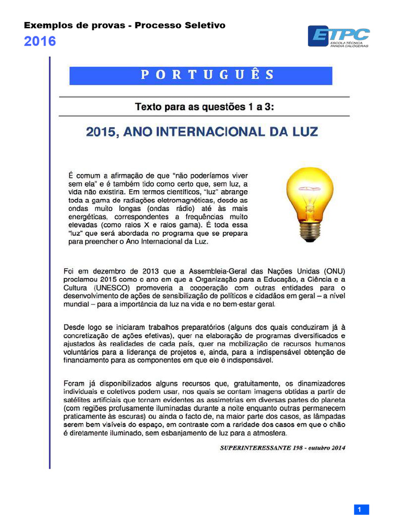 Prova Selecao ETPC Digital | PDF
