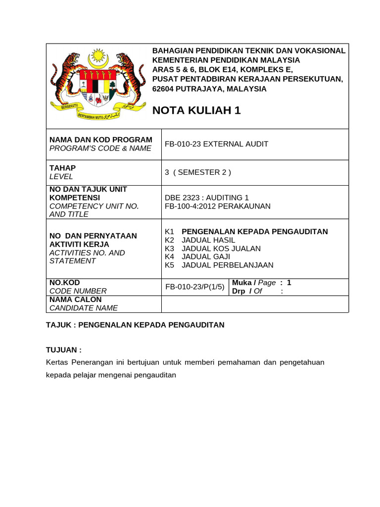 NOTA KULIAH 1 _ AUDIT 3 dis 23 | PDF