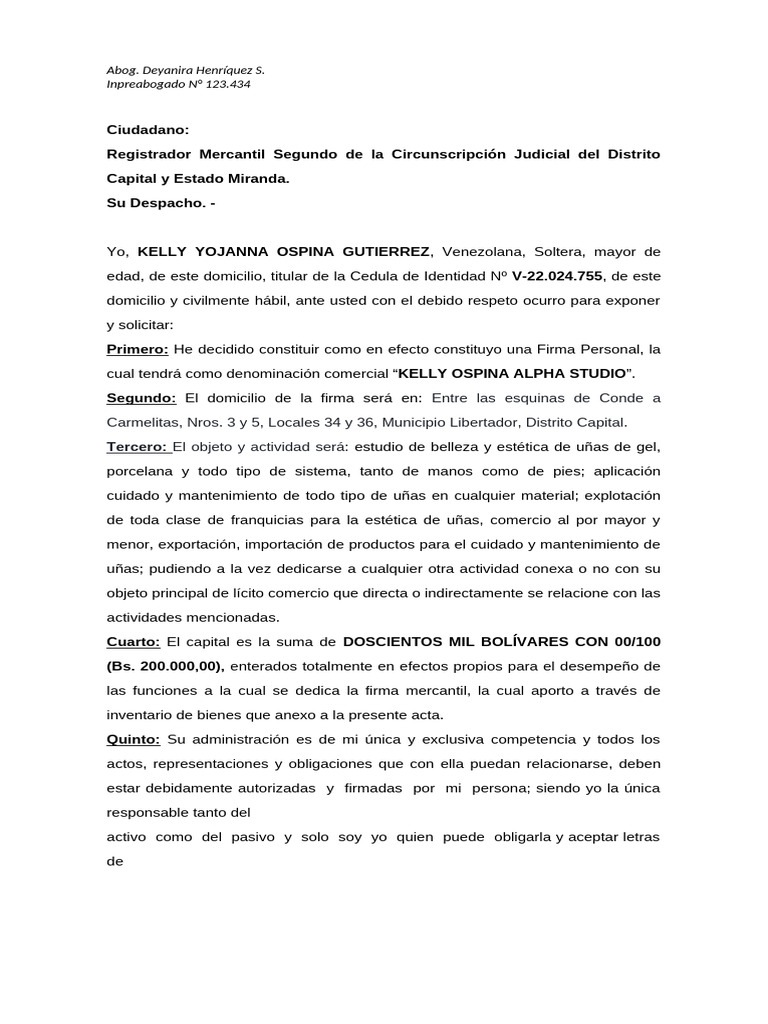 Firma Personal Kelly | PDF