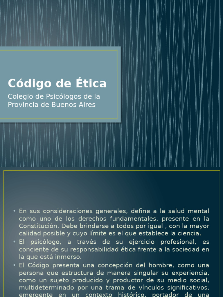 Código de Ética Colegio de La Provincia de Psicólogos | PDF | Psicólogo ...
