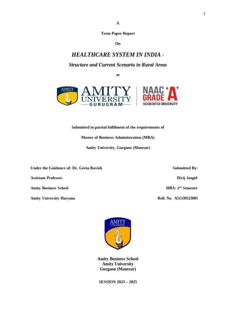 Divij Term Paper Final Draft | PDF | Health Care | Hospital
