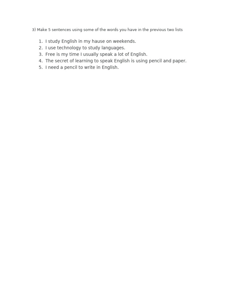 English Study Sentences Examples | PDF