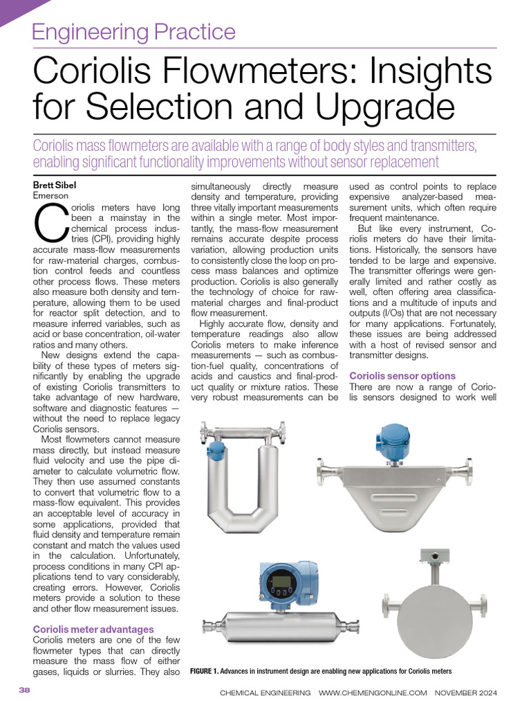 Coriolis Flowmeters Insights For Selection and Upgrade | PDF | Flow Measurement