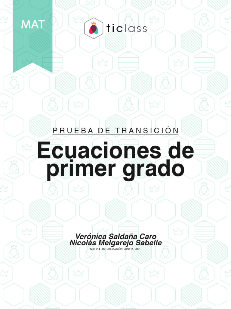 Ecuaciones de primer grado | PDF | Ecuaciones | Matemática Elemental