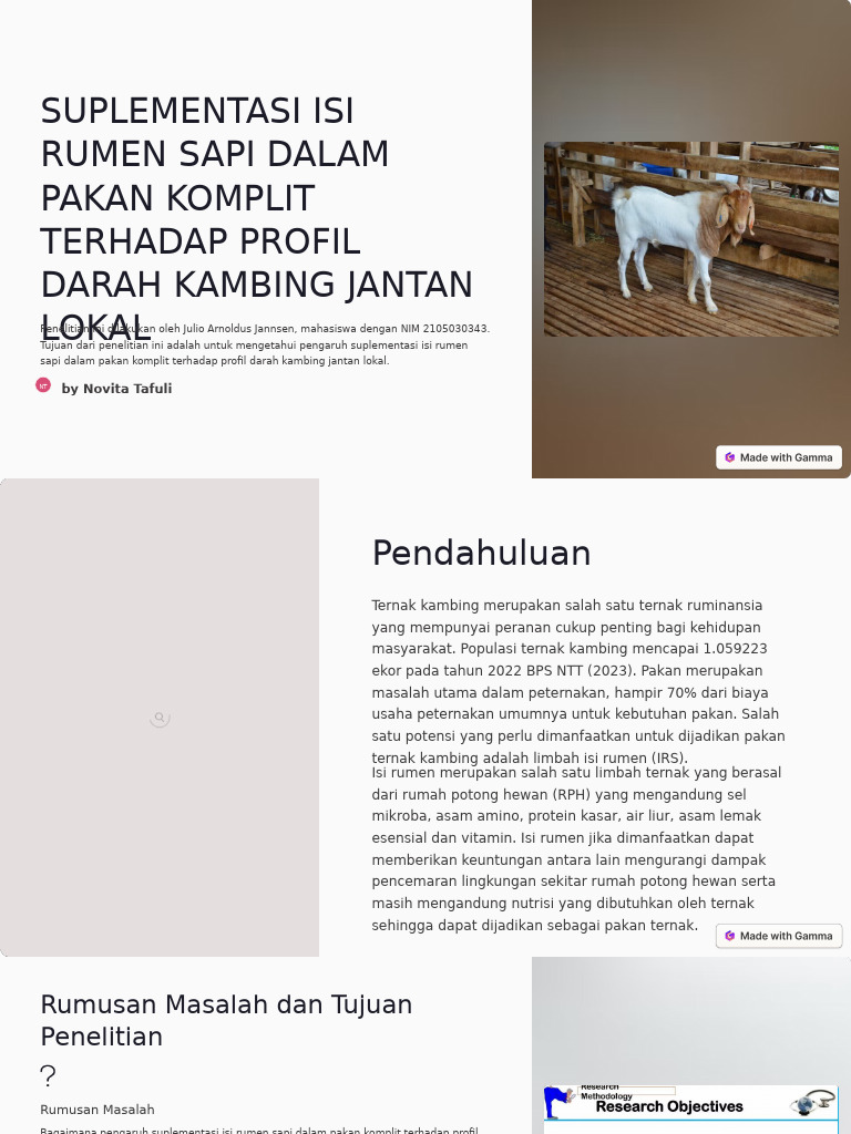 Suplementasi Isi Rumen Sapi Dalam Pakan Komplit Terhadap Profil Darah ...