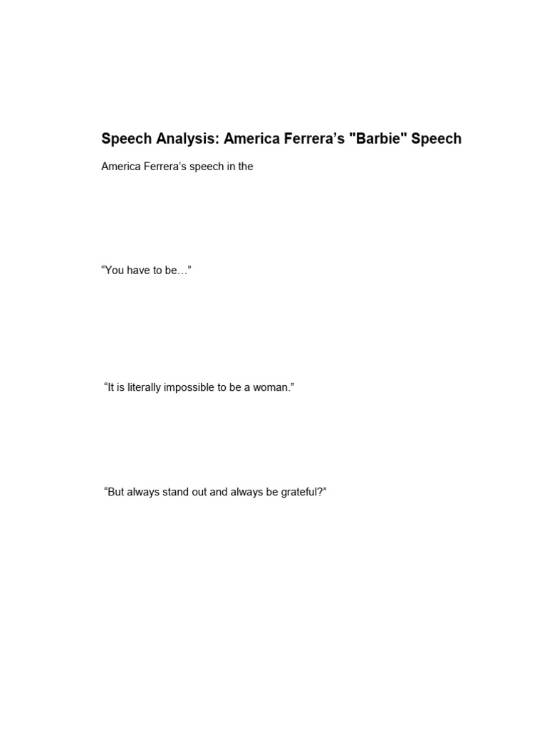 America Ferrera's Rhetorical Speech Analysis | PDF