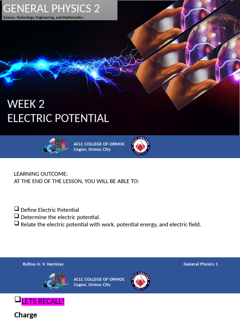 Week 2 Electric Potential | PDF | Voltage | Volt