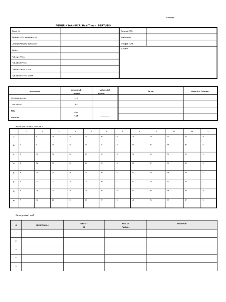Formulir PCR Pertusis | PDF