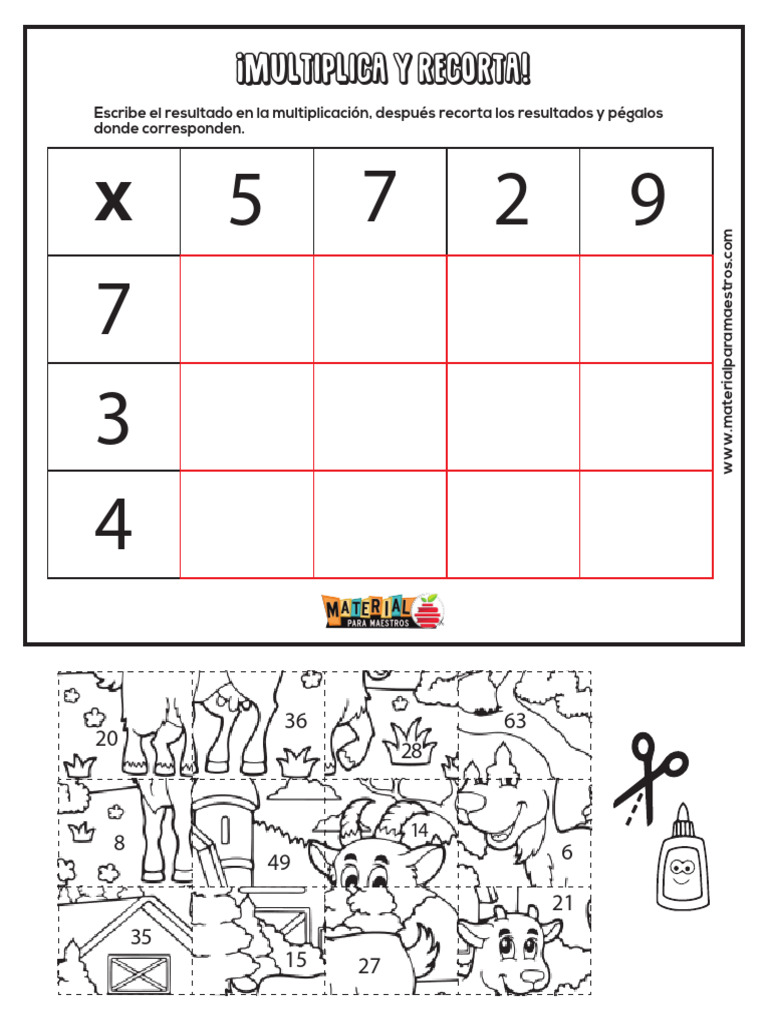 Rompecabezas de Multiplicaciones para Niños | PDF