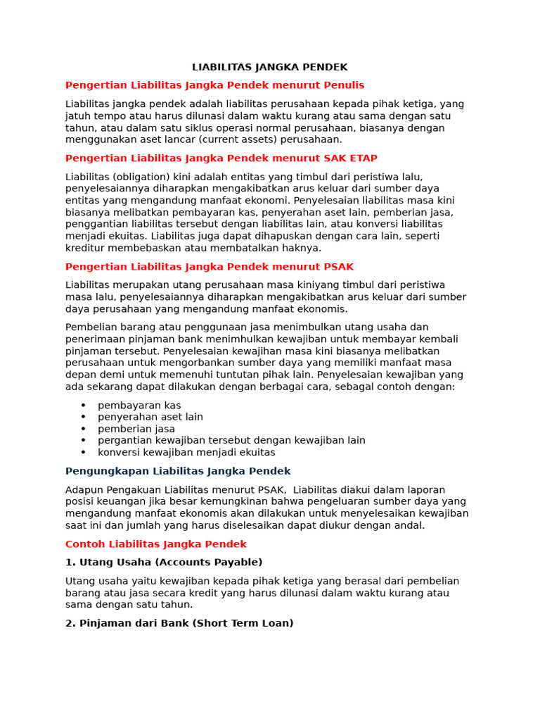Rangkuman Auditing 2 Materi - Liabilitas Jangka Pendek | PDF